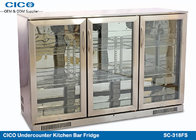 Outdoor Under Counter Drinks Fridge Triple Glass Door Beer Refrigerator Fan Cooling